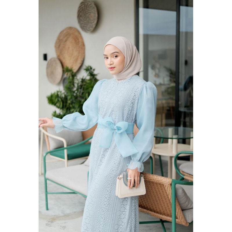 Jual Baju gamis raya dress putih pesta lebaran idul fitri adha 2025 ...