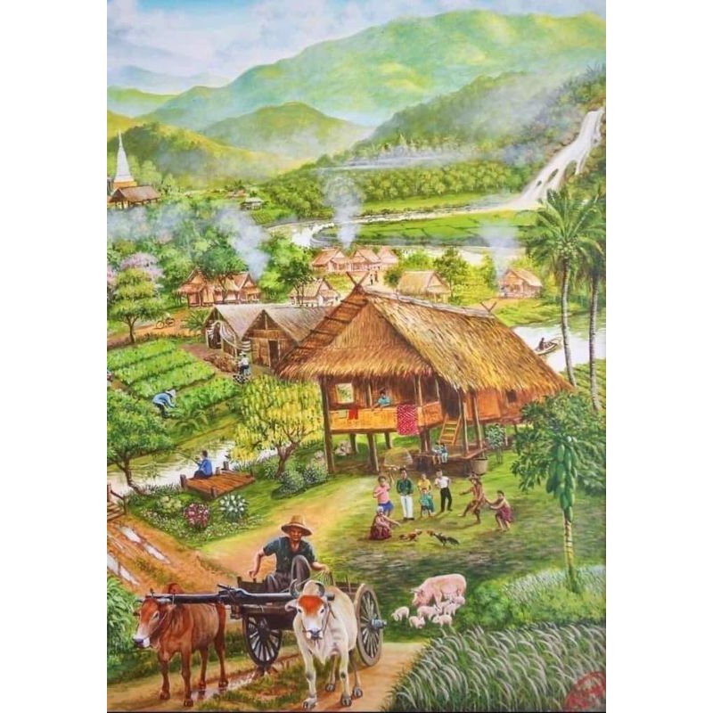 Jual Hiasan dinding cetak pemandangan plus bingkai real pict ukuran 65* ...