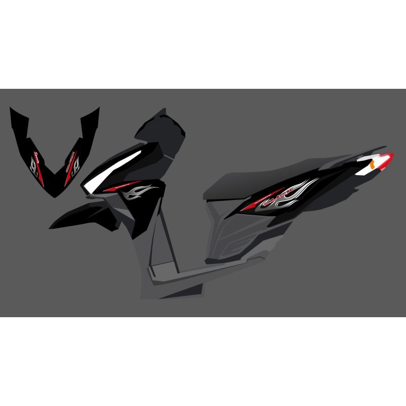 Jual striping sticker vario led old 125/150 motif api v4 transparan ...