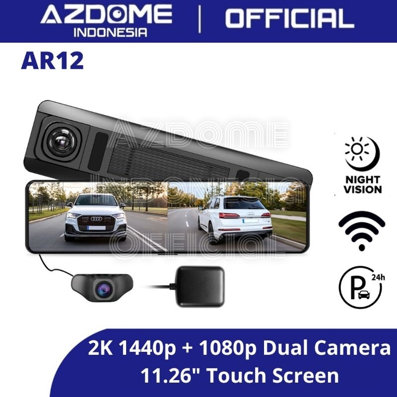 Jual Azdome AR12 WiFi GPS 2K Dual Camera Dashcam Car DVR Kamera Mundur ...