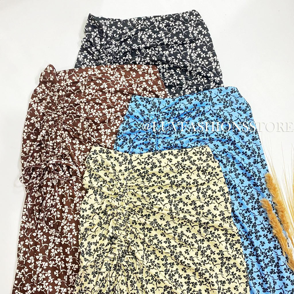 Jual IL - ROK MOTIF FLORAL MODEL SERUT / ROK BUNGA AMIRA KASUAL MIDI ...