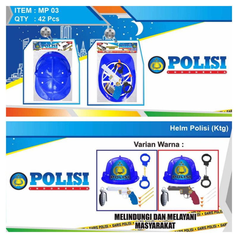 Jual MAINAN ANAK MP01 HELM POLISI HELM PEMADAM SET ALAT PEMADAM ...