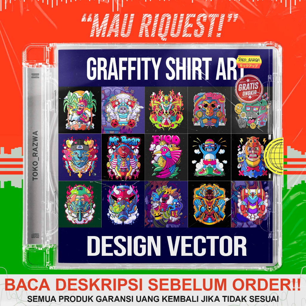 Jual 36 Design - Graffity Shirt Art Vector - Disain Sablon DTF - DTG ...