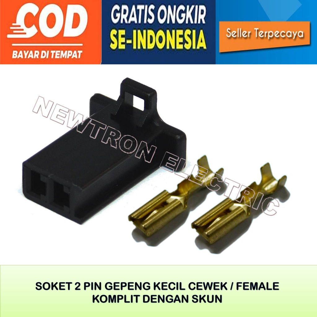 Jual Soket Kabel Gepeng 2 Pin kecil Cewe Female Original Komplit Skun ...