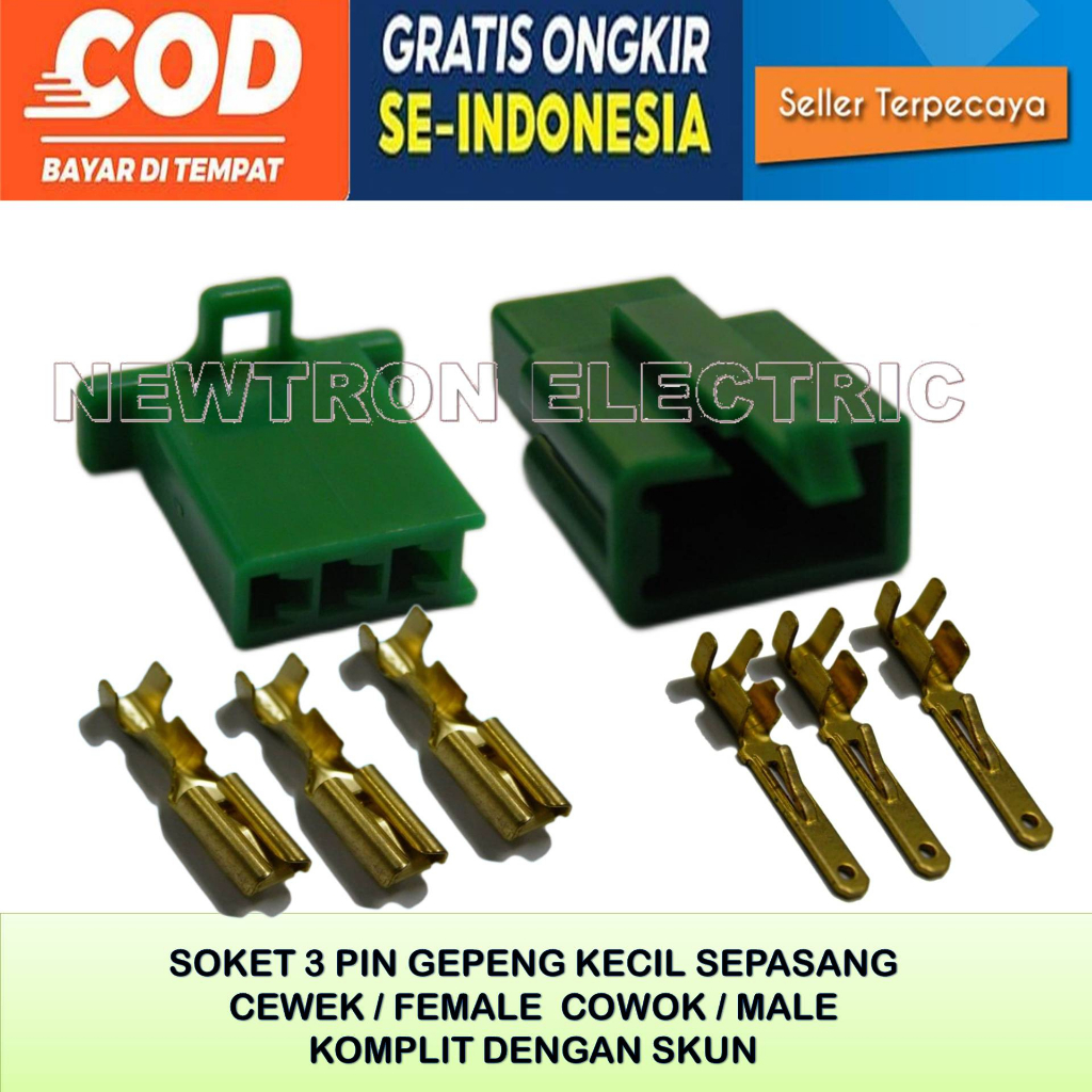Jual SOKET SOCKET MOTOR KONEKTOR KABEL 3 PIN KECIL MOTOR MOBIL MALE ...