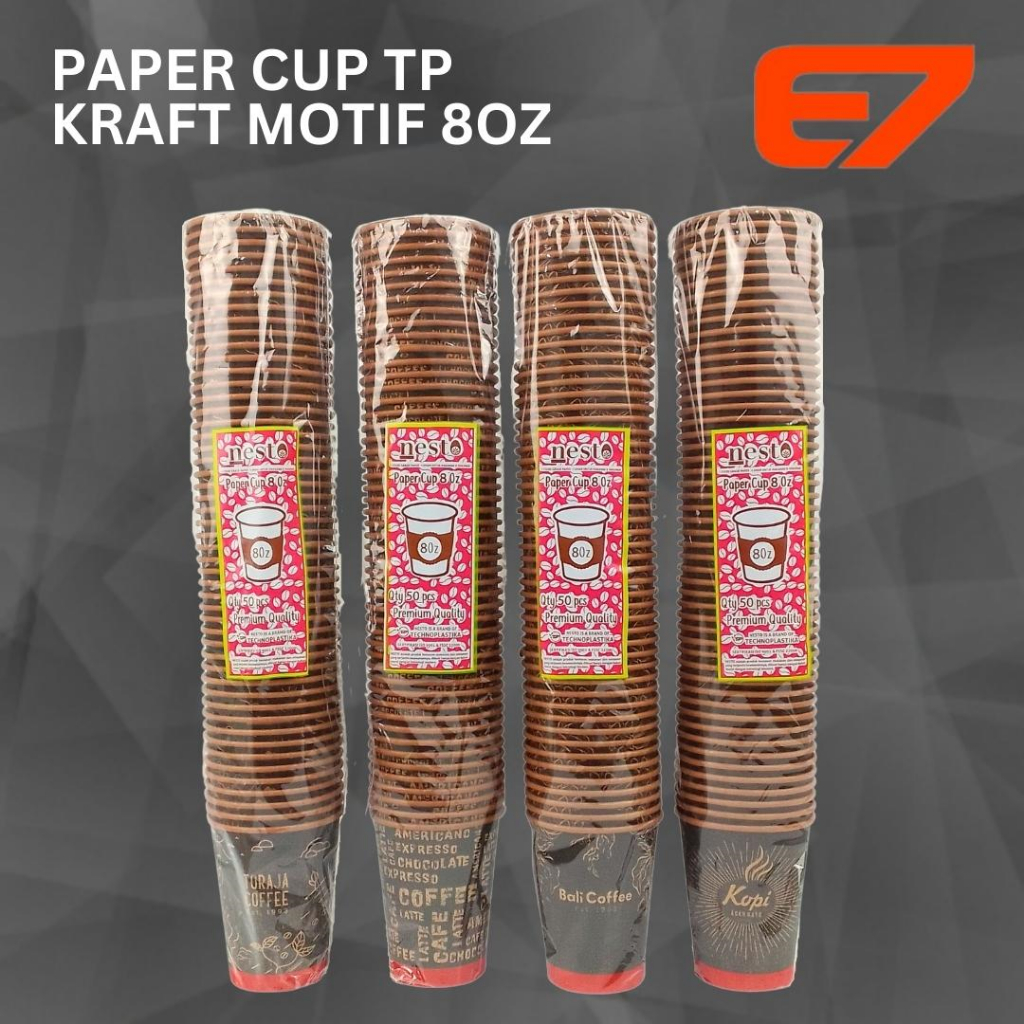 Jual Paper Cup TP Kraft Motif Gelas Kertas Kraft Hitam 8oz (50Pcs/Pak) | Shopee Indonesia