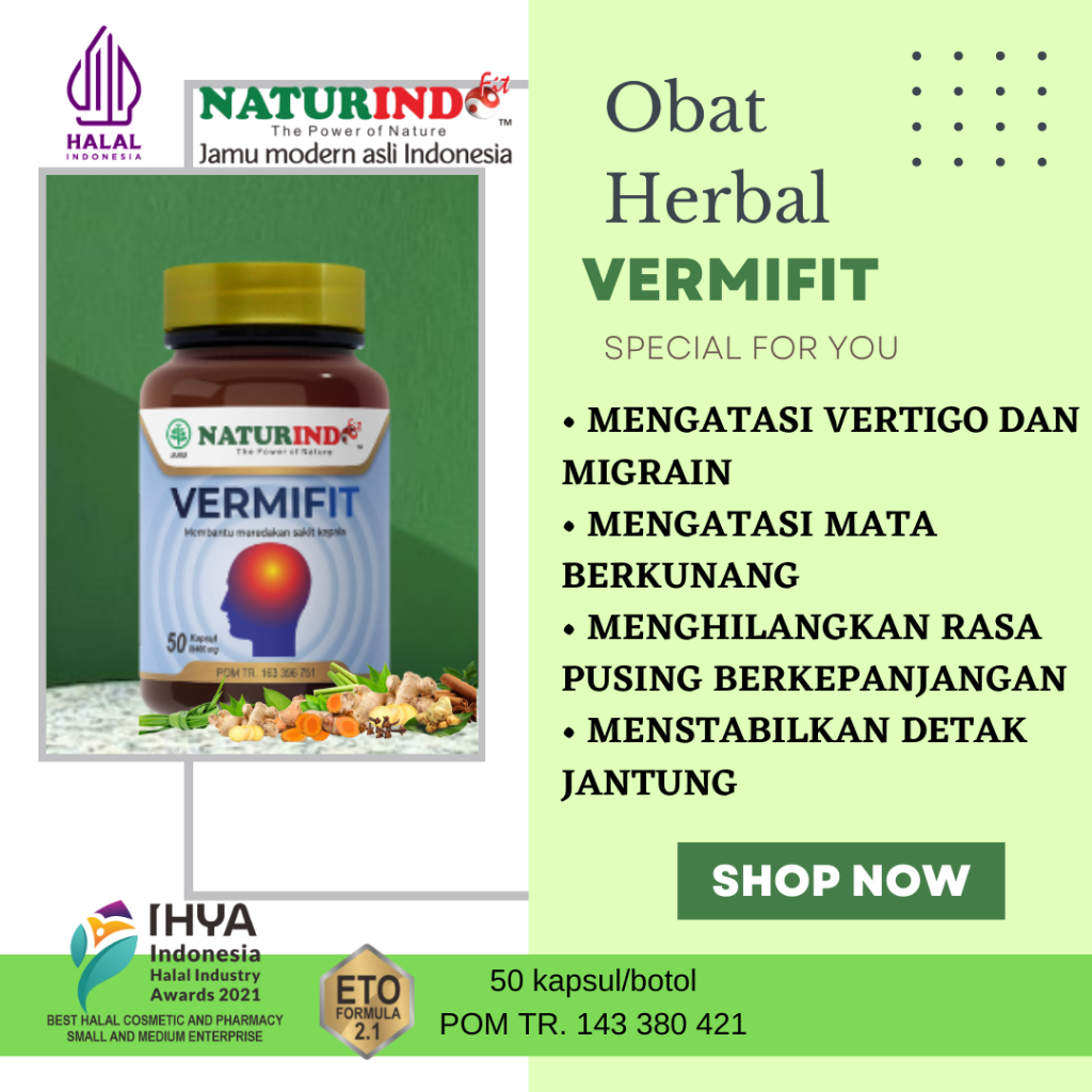 Jual Obat Herbal Sakit Kepala Vertigo dan Migrain Pusing VERMIFIT ...