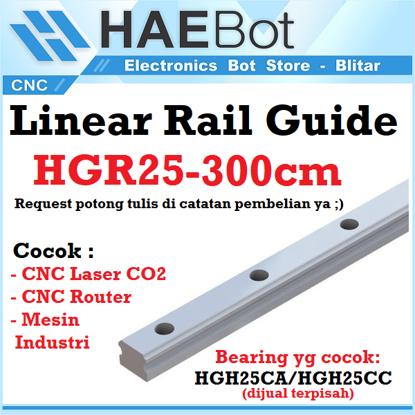 Jual [HAEBOT] Linear Rail Guide HGR25 25mm 300cm 3000mm Rel Laser CO2 ...