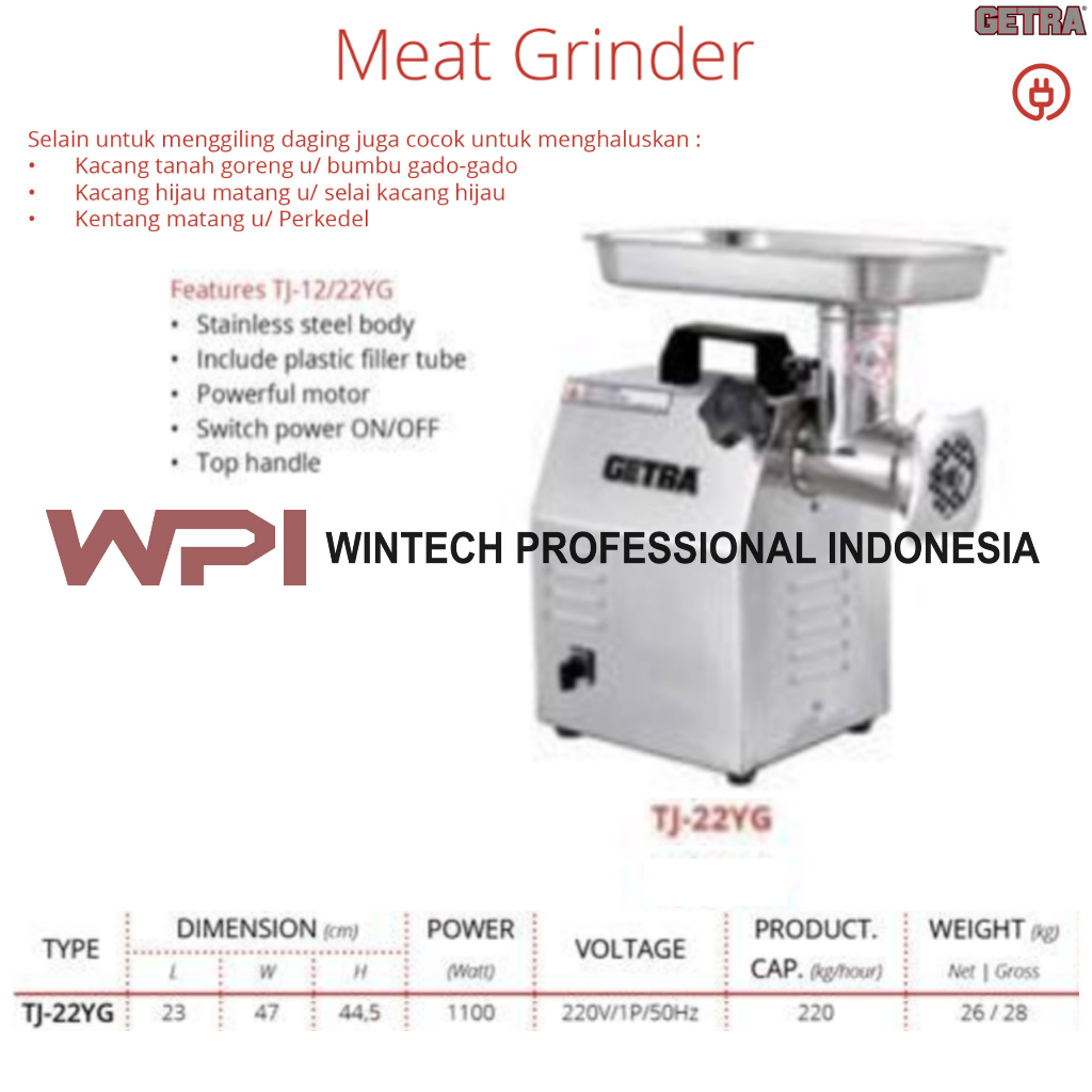 Jual Getra TJ-22YG Meat Grinder - Mesin Penggiling Daging - Mesin ...