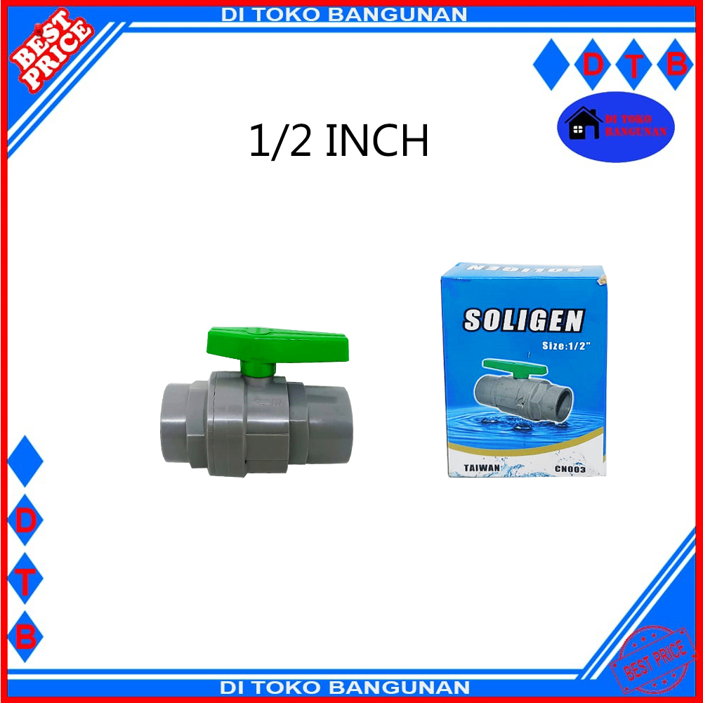 Jual Ball Valve Soligen CN003 1/2" - 3/4" - 1" Stop Kran Air PVC ...