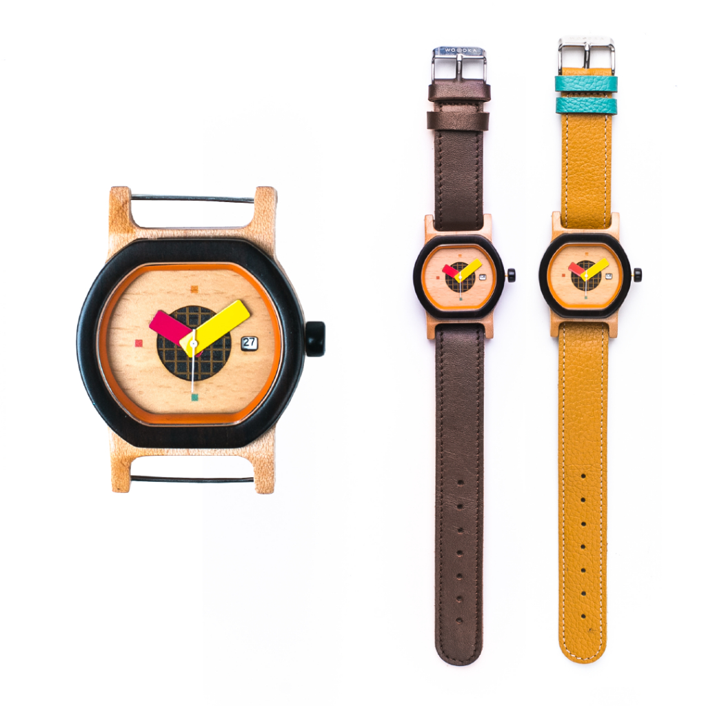 Jual Woodka New Hexo Maple Orange & Leather Strap | Jam Tangan Kayu ...