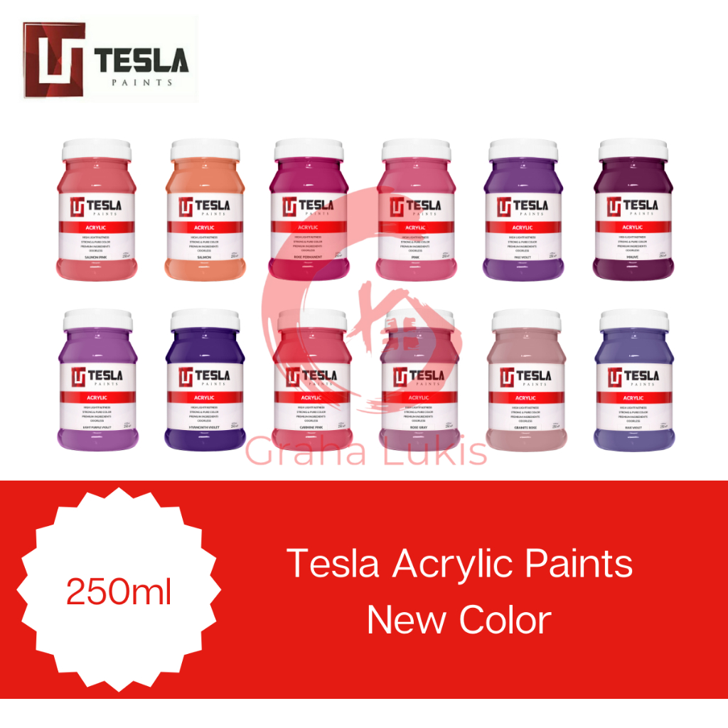 Jual Tesla Paints Acrylic 250ml - NEW COLOR PASTEL | Shopee Indonesia