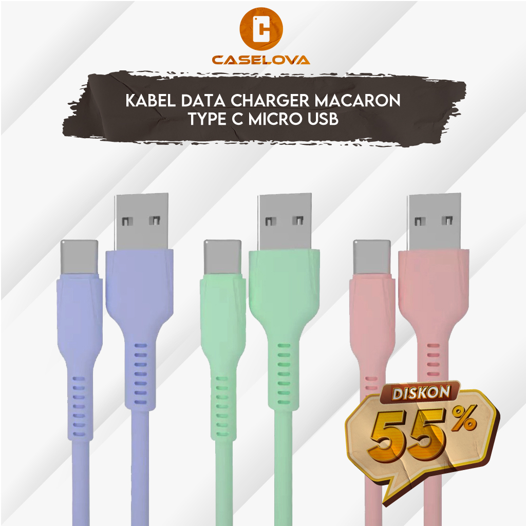 Jual Kabel Data Charger Macaron Type C Micro USB | Shopee Indonesia