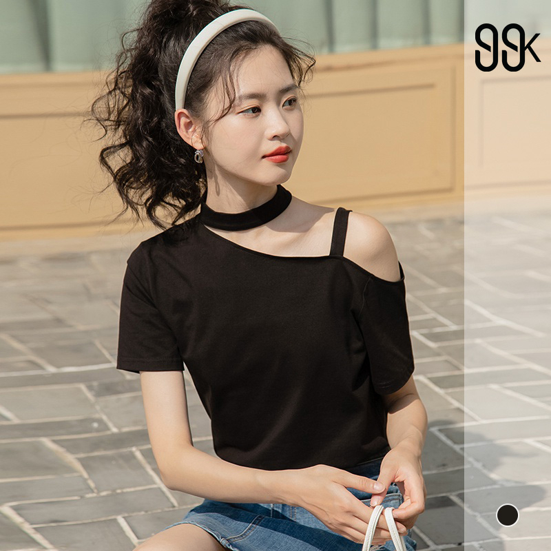 Jual Summer Short Sleeve Halter T Shirt Atasan Wanita Lengan Pendek