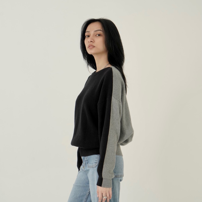 Jual two tone knit sweater | shopinkae | Shopee Indonesia