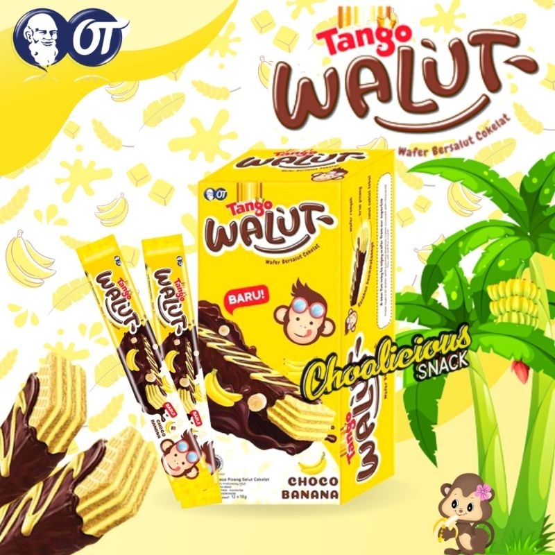 Jual TANGO WALUT WAFER BERSALUT COKLAT 18GR X 12PCS | Shopee Indonesia
