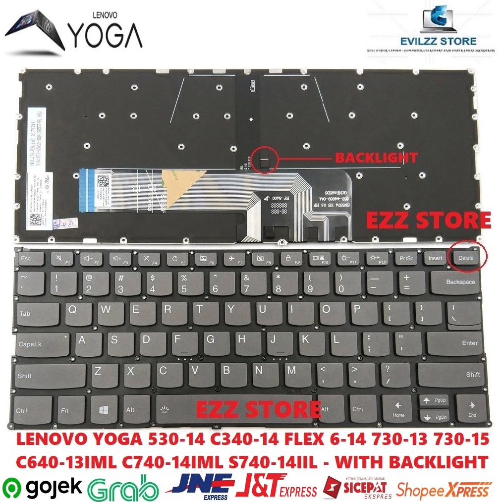 Jual KEYBOARD LENOVO IDEAPAD C640 C640-13IML S740 S740-14IIL GREY ...