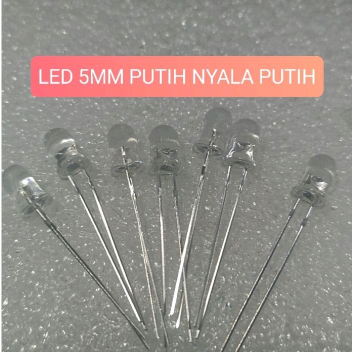 Jual 10BUAH LED 5MM PUTIH NYALA PUTIH LED 5 MM BENING NYALA PUTIH ...