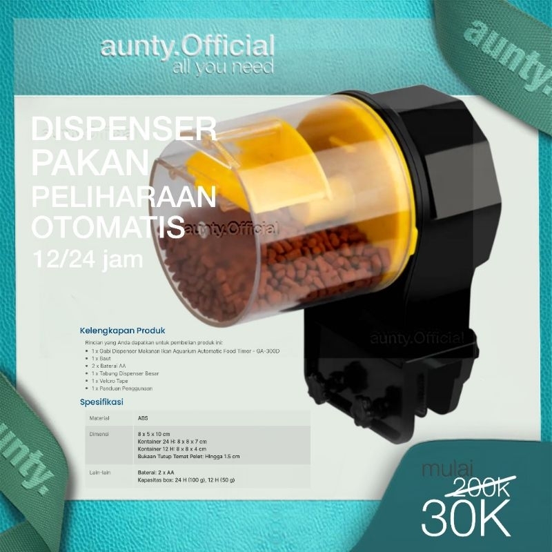 Jual [ 100℅ ORI | aunty. ] PAKAN IKAN OTOMATIS | AUTOMATIS | MATIK ...