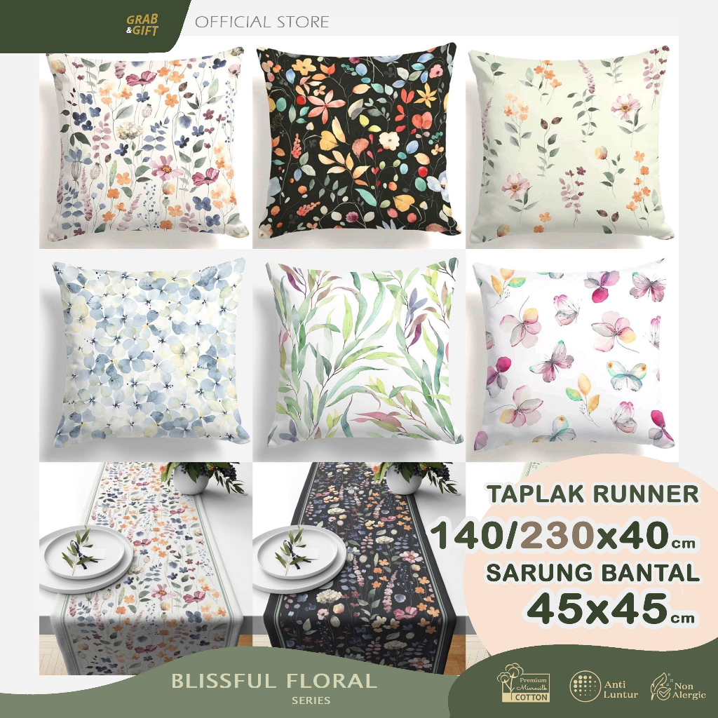 Jual SARUNG Bantal Sofa Print Motif Bunga Floral Garden Flower Blissful ...