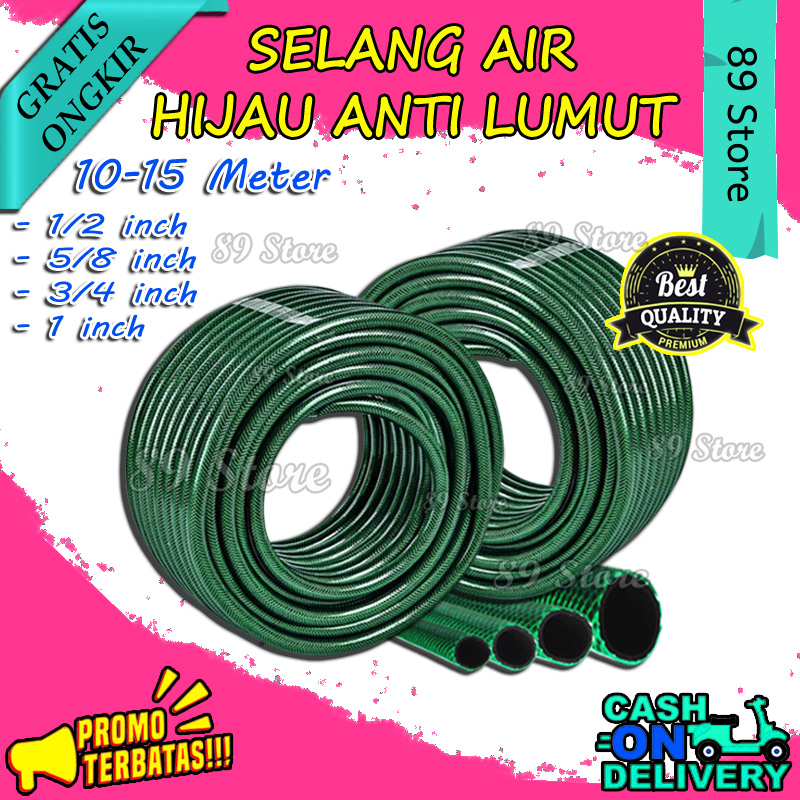 Jual SELANG AIR 1/2 5/8 3/4 INCH HIJAU ANTI LUMUT TEBAL SELANG TAMAN KEBUN 10/15 METER TERMURAH ...