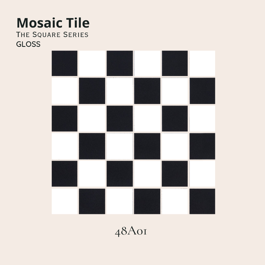 Jual Mosaik Keramik Tile Kotak hitam putih 48A01 / Mosaic Mozaik Mozaic ...