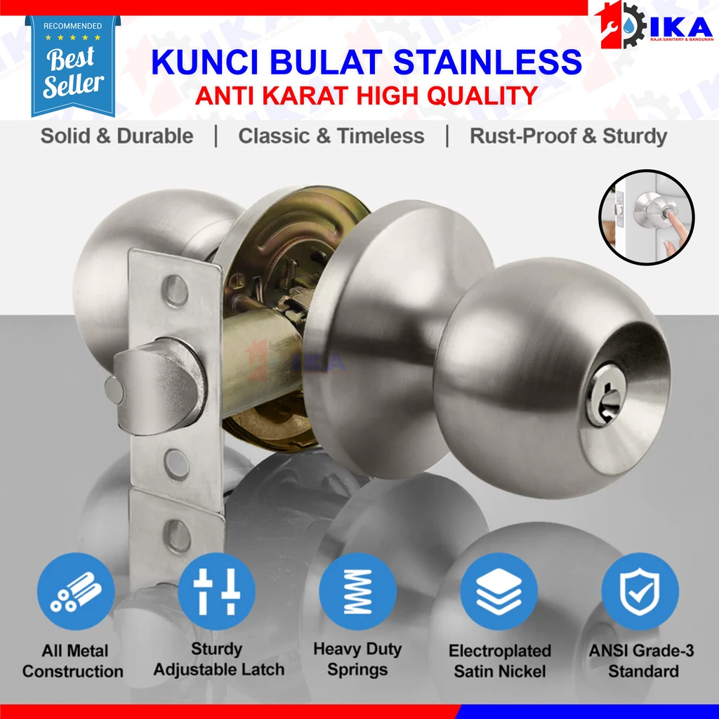 Jual Kunci Bulat Kamar Mandi Kunci Pintu Bulat Gagang Handle Pintu ...