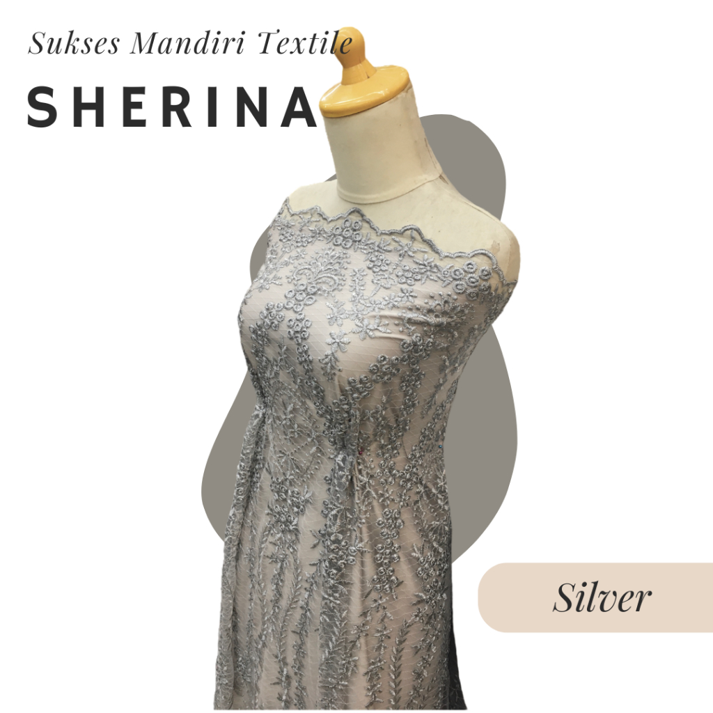 Jual [SHERINA] Brukat Tile Premium Mewah Tile Bunga Warna Silver Perak ...