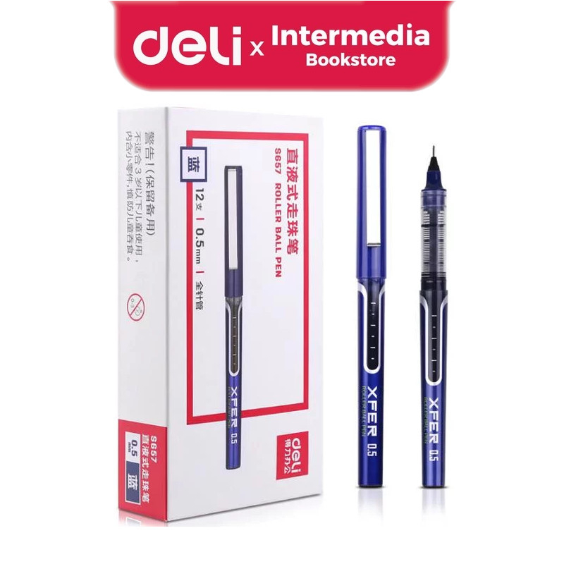 Jual Deli S657 Pulpen Roller Ball Pen 0.5mm Tinta Biru | Shopee Indonesia