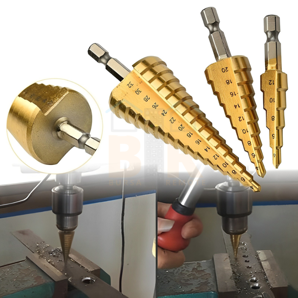 Jual Mata Bor Pagoda Spiral Step Drill Bit Untuk Baja Kerucut Bentuk ...