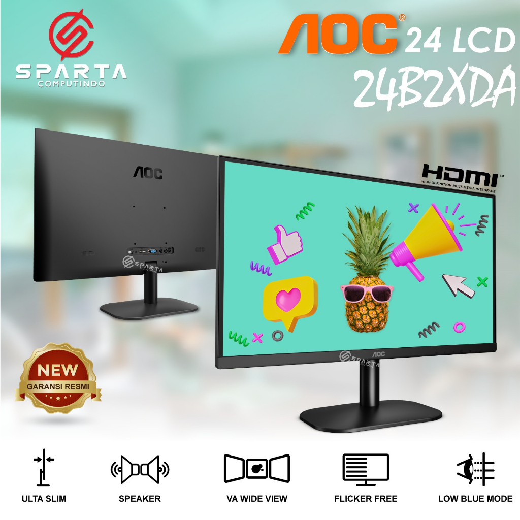 Jual Monitor LED AOC 24B2XDA 24" IPS 1080p 75Hz VGA HDMI DVI SPEAKER ...