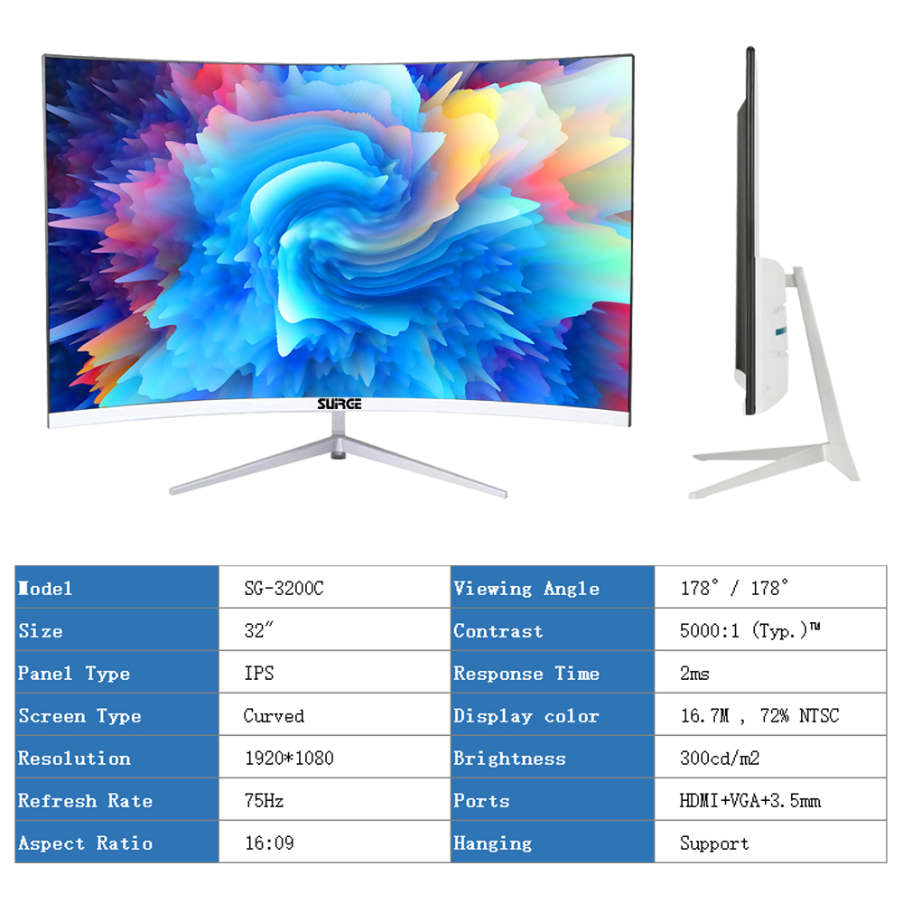 Jual SUIRGE Monitor 32" Curved 3000R 1080P HD No Border IPS Panel ...