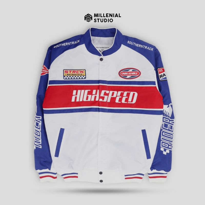 Jual NASCAR JACKET RACING IRON HORSE 2 | JAKET MOTOR TASLAN PUTIH BIRU BORDIR ORIGINAL ...