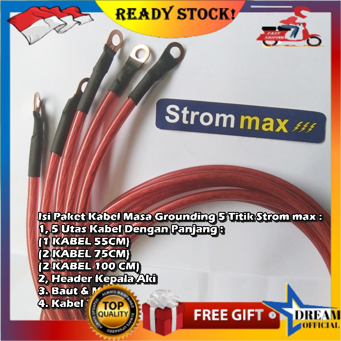Jual Kabel Grounding Strom Max Plus Skun Aki 8 AWG Full Tembaga ...