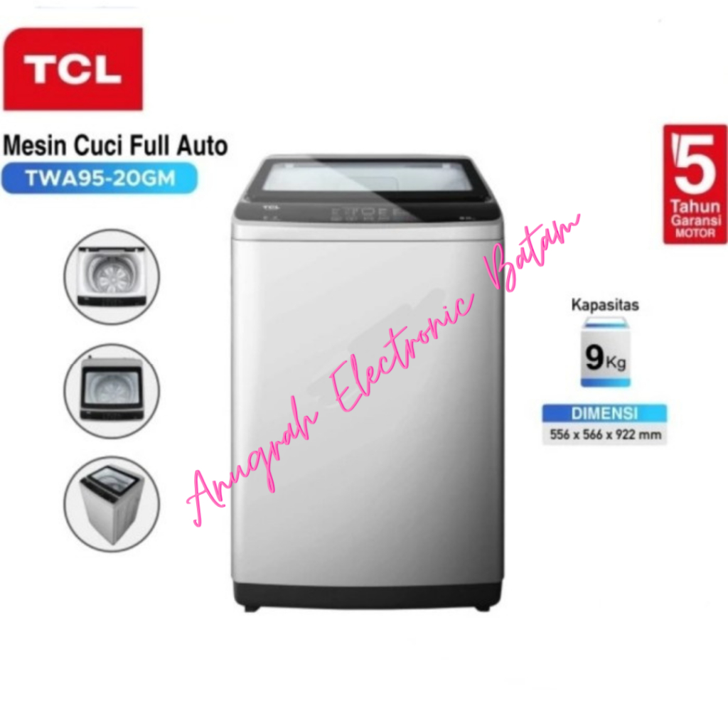 Jual Mesin Cuci TCL Top Loading 9 Kg TWA95-20GM Full Auto 9 Kg BATAM | Shopee Indonesia
