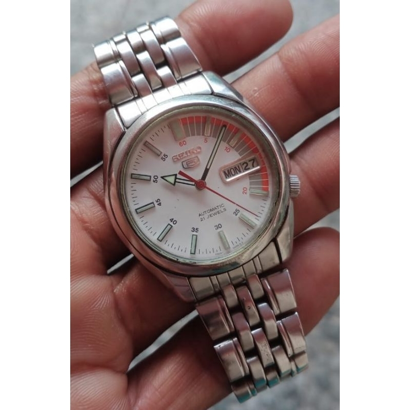 Jual BARANG LANGKA SEIKO 5 CAL 7S26-01V0 AUTOMATIC 21 JEWELS WHITE RALLY DIAL RARE ITEM FULL ...