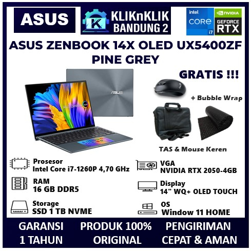 Jual LAPTOP TOUCHSCREEN ASUS ZENBOOK 14X OLED INTEL I7 GEN 12 RTX 2050-4GB RAM 16 GB SSD 1 TB ...