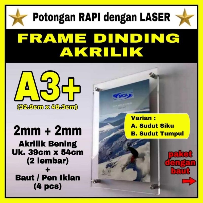 Jual Frame Akrilik A3 Plus Acrylic Frame Frame Dinding Frame Foto