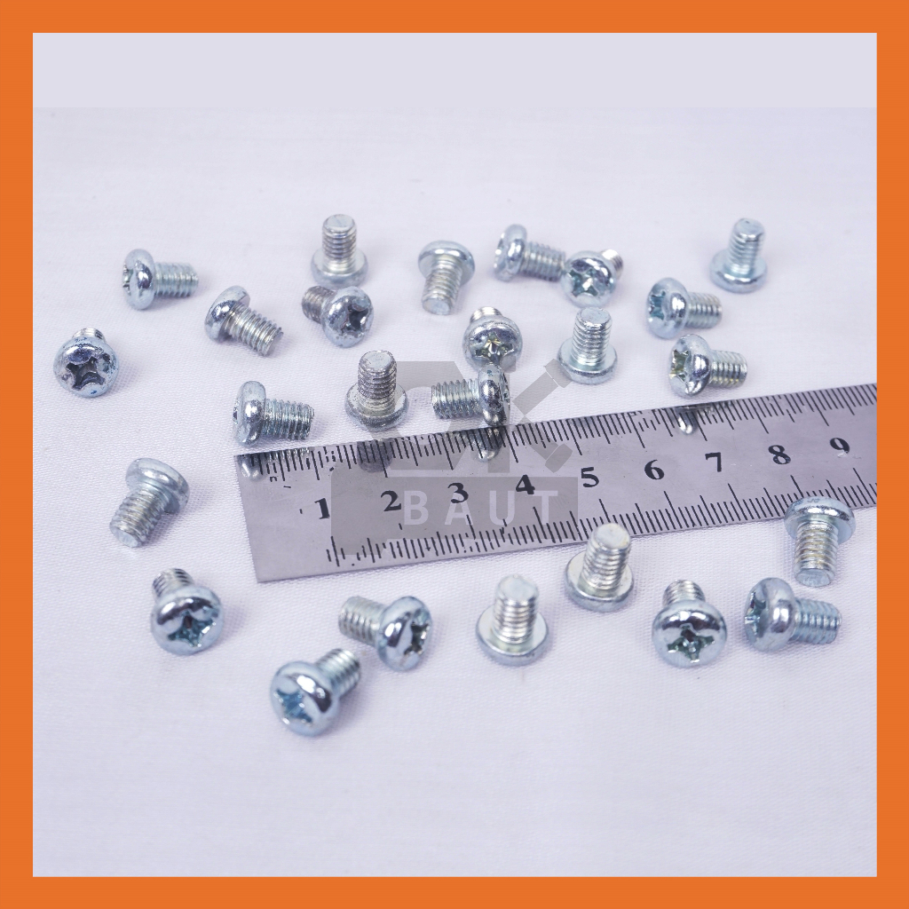 Product image 20 pc MACHINE SCREW JP M6x8 PUTIH Kepala Bulat Baut Obeng ...