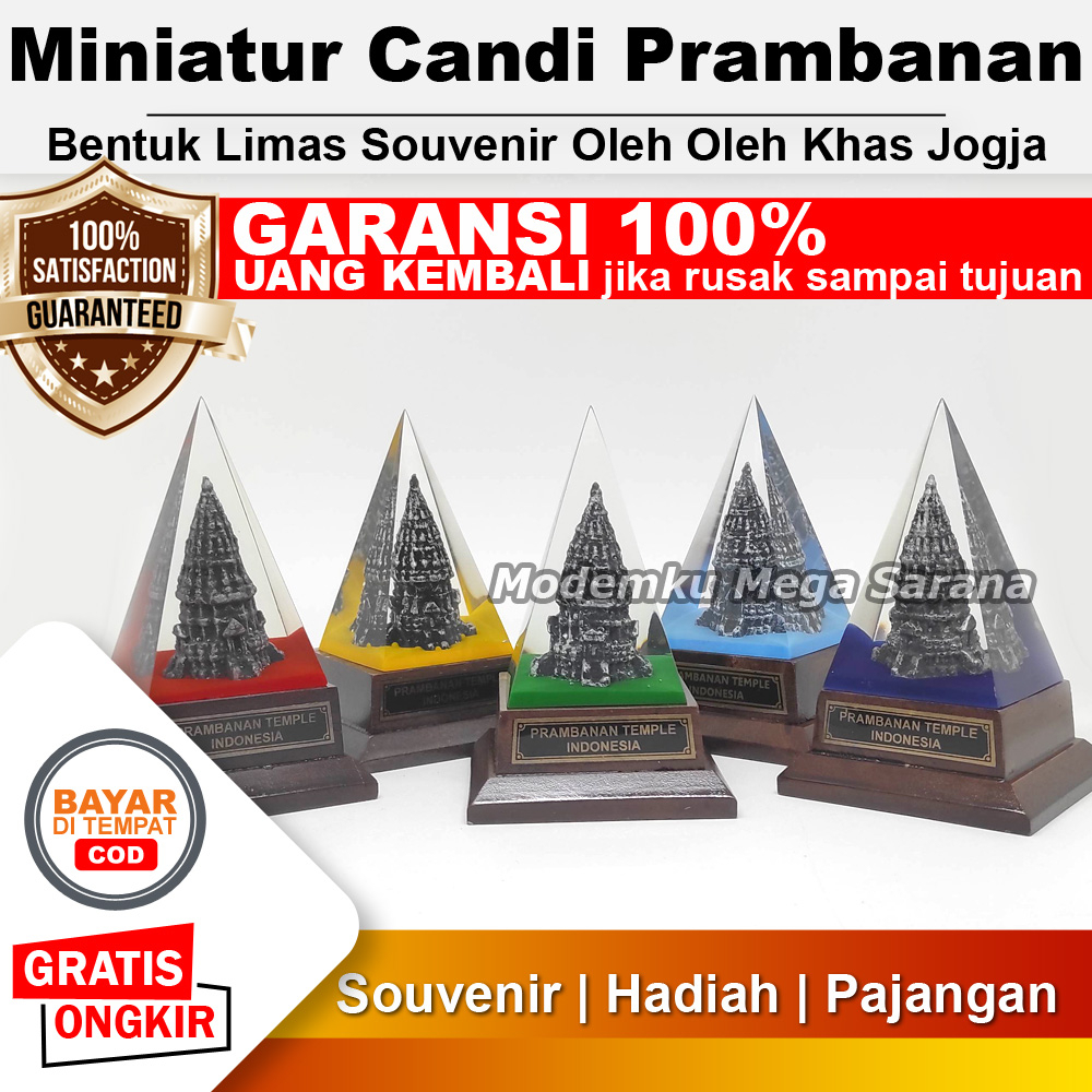 Jual Souvenir Miniatur Candi Prambanan Temple Indonesia Limas 7x7x10 cm ...