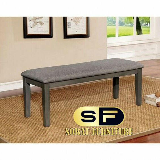 Jual Bench Warna Kayu Jati dan Jok Busa Dark Grey Model Modern Simpel ...