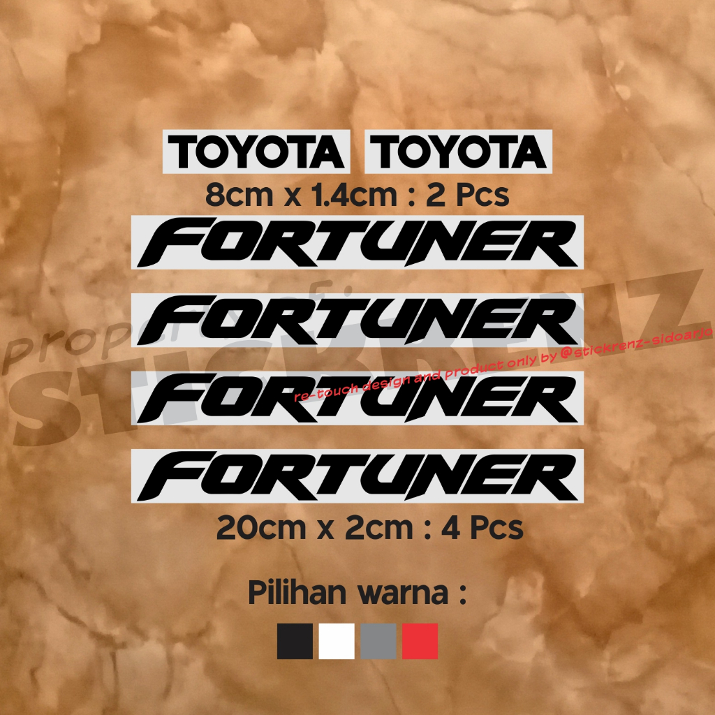 Jual Cutting Sticker Stiker Body Mobil Toyota Fortuner 01 Custom ...