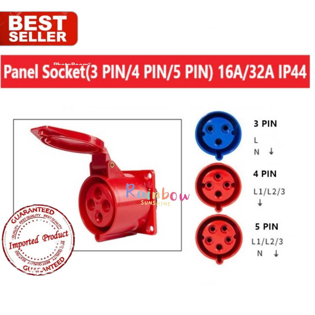 Jual Panel Mounting Electric Industrial Socket Panel Mounting | Shopee ...