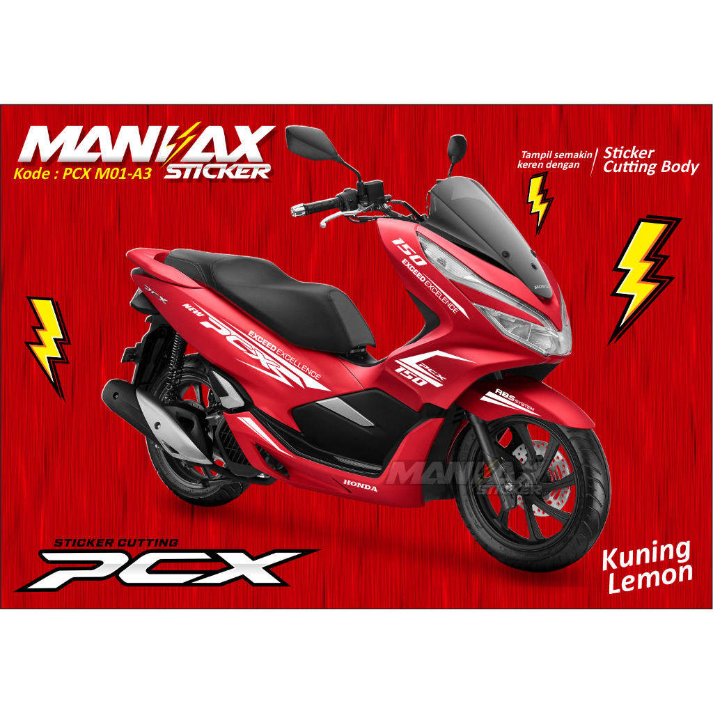 Jual Sticker PCX Striping PCX Sticker Cutting PCX Putih M001 ( Motor ...