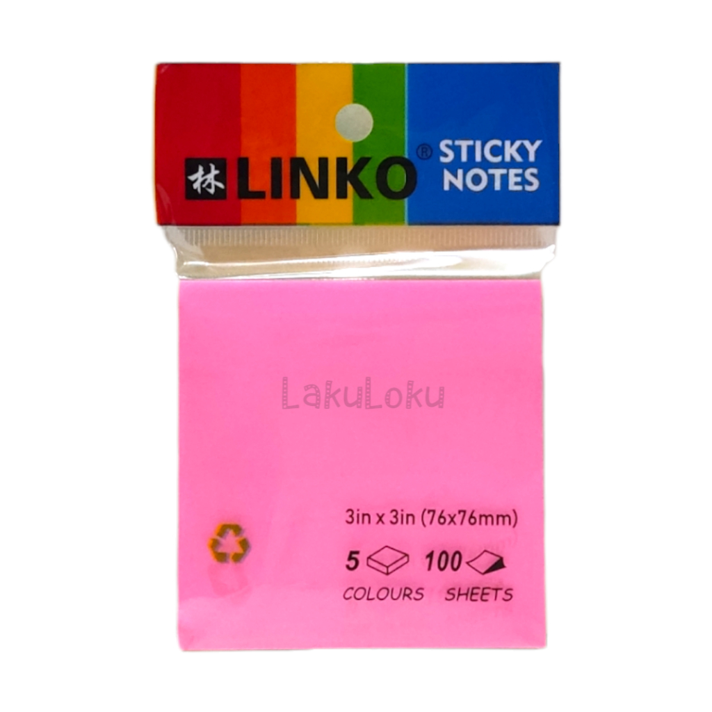 Jual Sticky Notes / POST IT / Stiker Pembatas Buku LINKO polos 76x76 mm ...