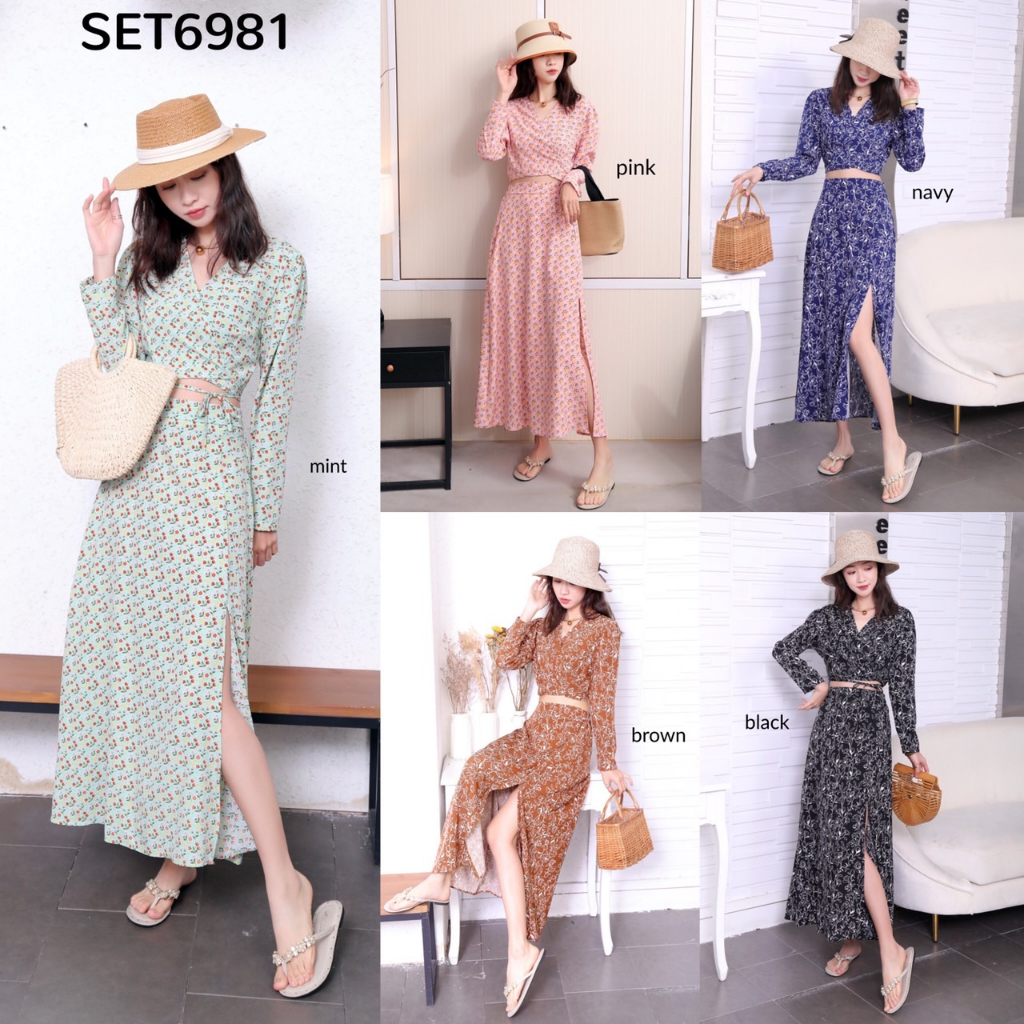 Jual [FG] Seashore Slit Skirt & Wrap Top Set SET6981 | Shopee Indonesia