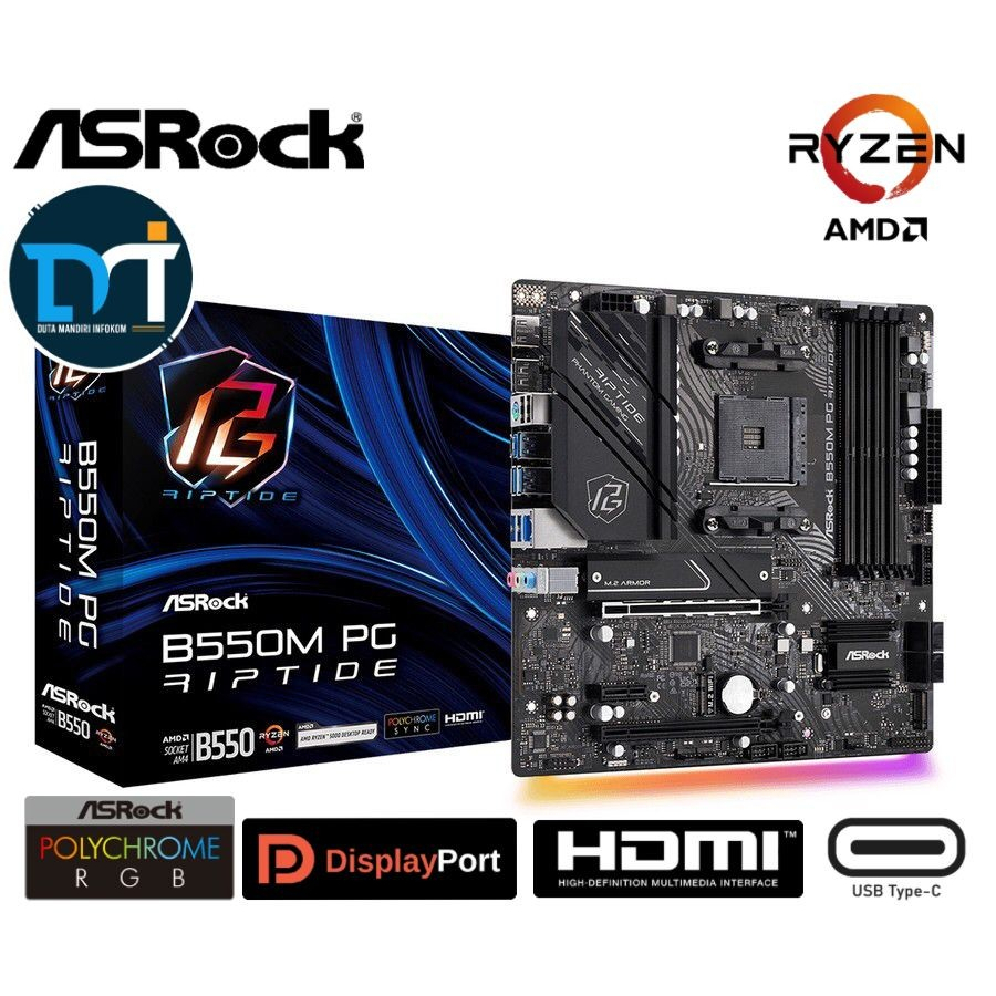 Jual ASRock B550M PG Riptide - [Socket AM4, AMD B550, DDR4, USB3.2 ...