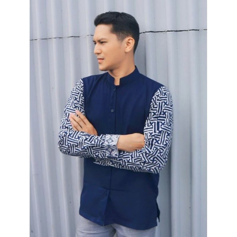 Jual HINDI NAVY KOKO Kemeja Pria Koko Muslim Batik | Shopee Indonesia