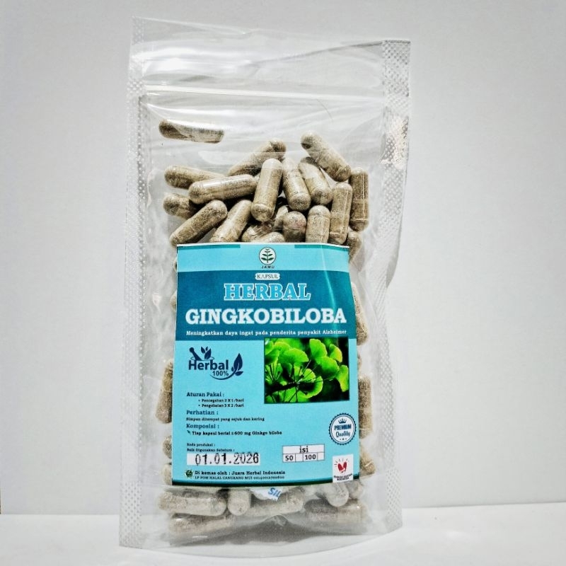 Jual GINKGO BILOBA HERBAL CURAH ISI 100 KAPSUL / JUARA HERBAL INDONESIA ...