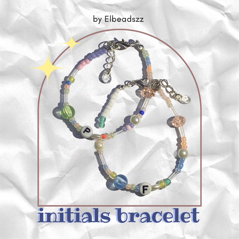 Jual initials bracelets /gelang request inisial / gelang manik manik ...